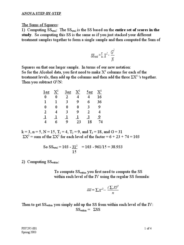 ANOVA Step by Step | PDF | Analysis Of Variance | Statistics