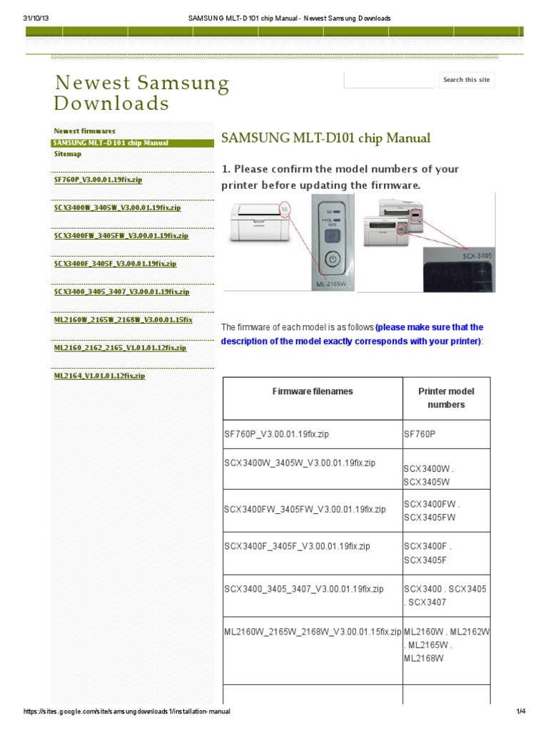Samsung MLT-D101 Chip Manual Guide | PDF | Zip (File Format) | Office ...