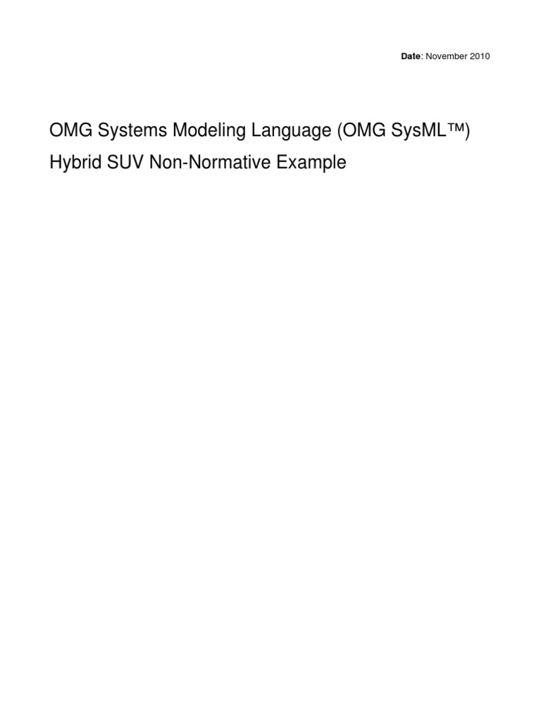 Omg Systems Modeling Language (Omg Sysml™) Hybrid Suv Non-Normative ...