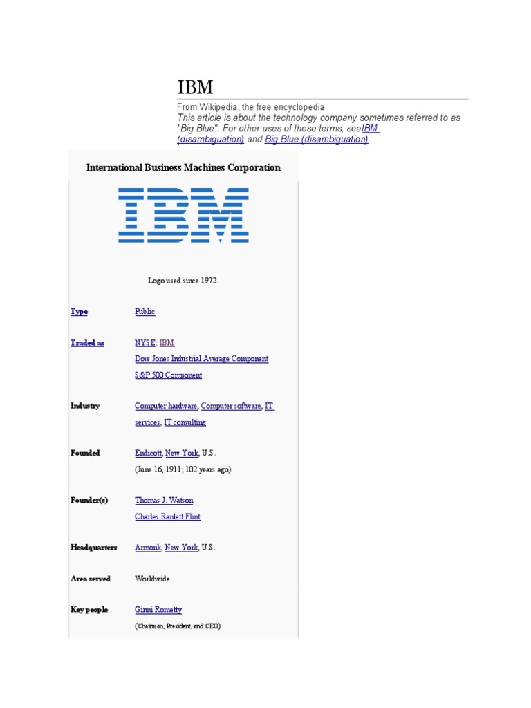 IBM: History and Innovations Overview | PDF | Ibm | Drinking Water