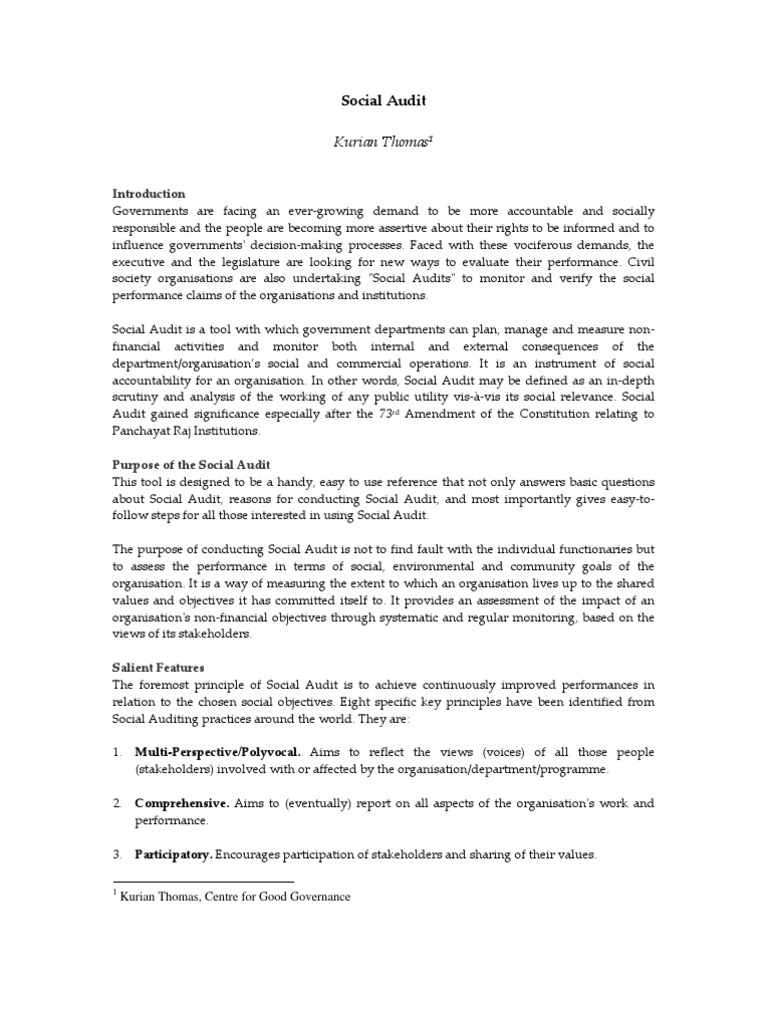 Social Audit | Audit | Governance