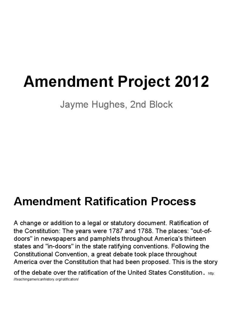 Amendment Project 2012: Jayme Hughes, 2nd Block | PDF | Fourth ...