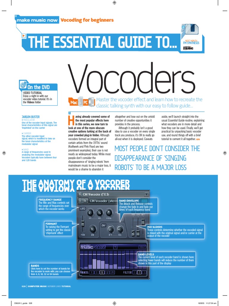 The Essential Guide To... : Vocoders | PDF | Synthesizer ...