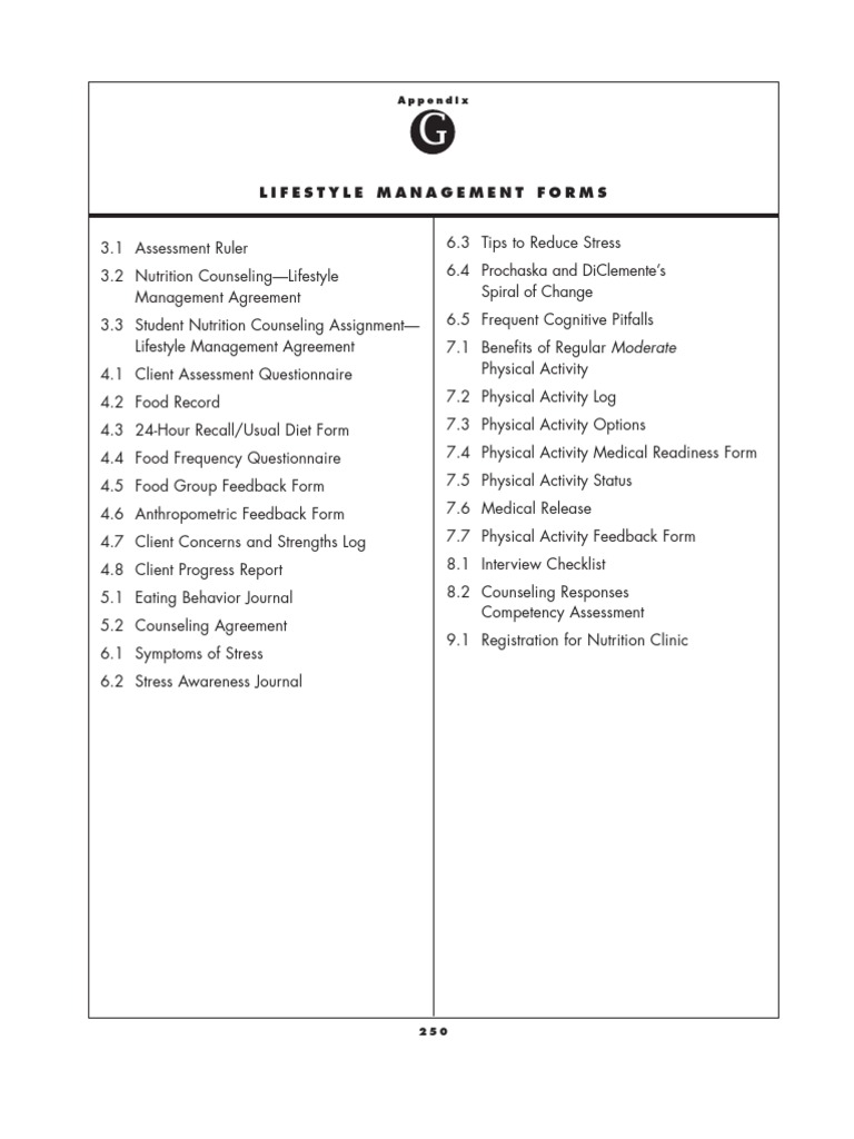 Lifestyle Management Forms | PDF | Foods | Food And Drink