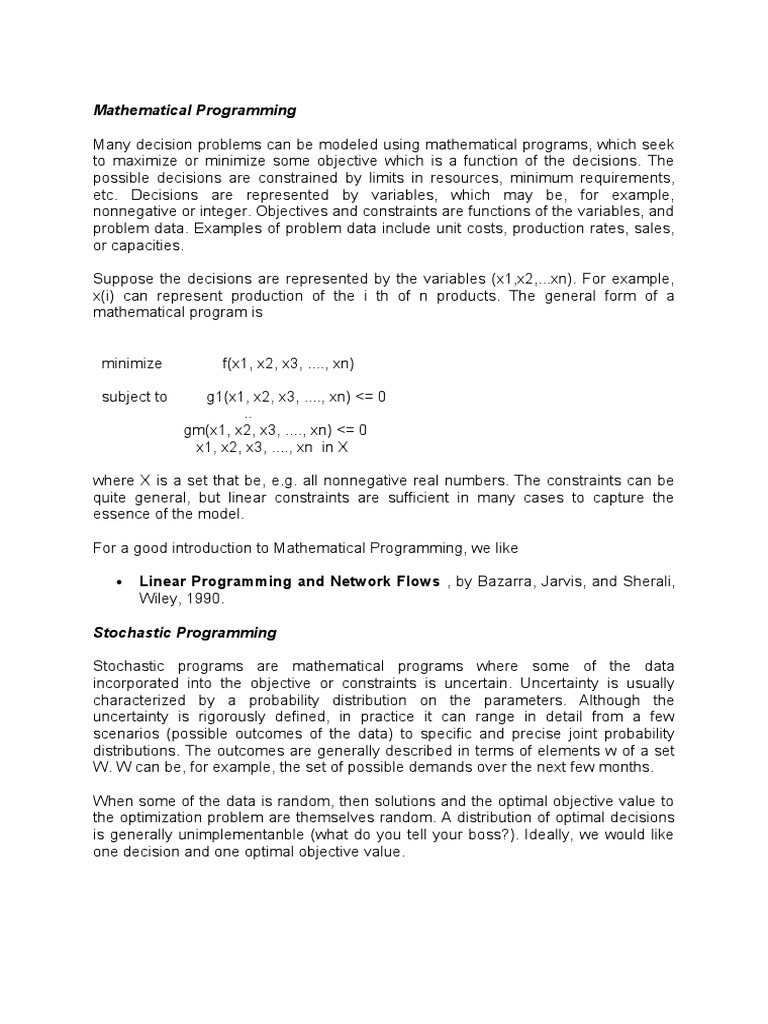 Stochastic Programming Pdf Mathematical Optimization Algorithms 8394
