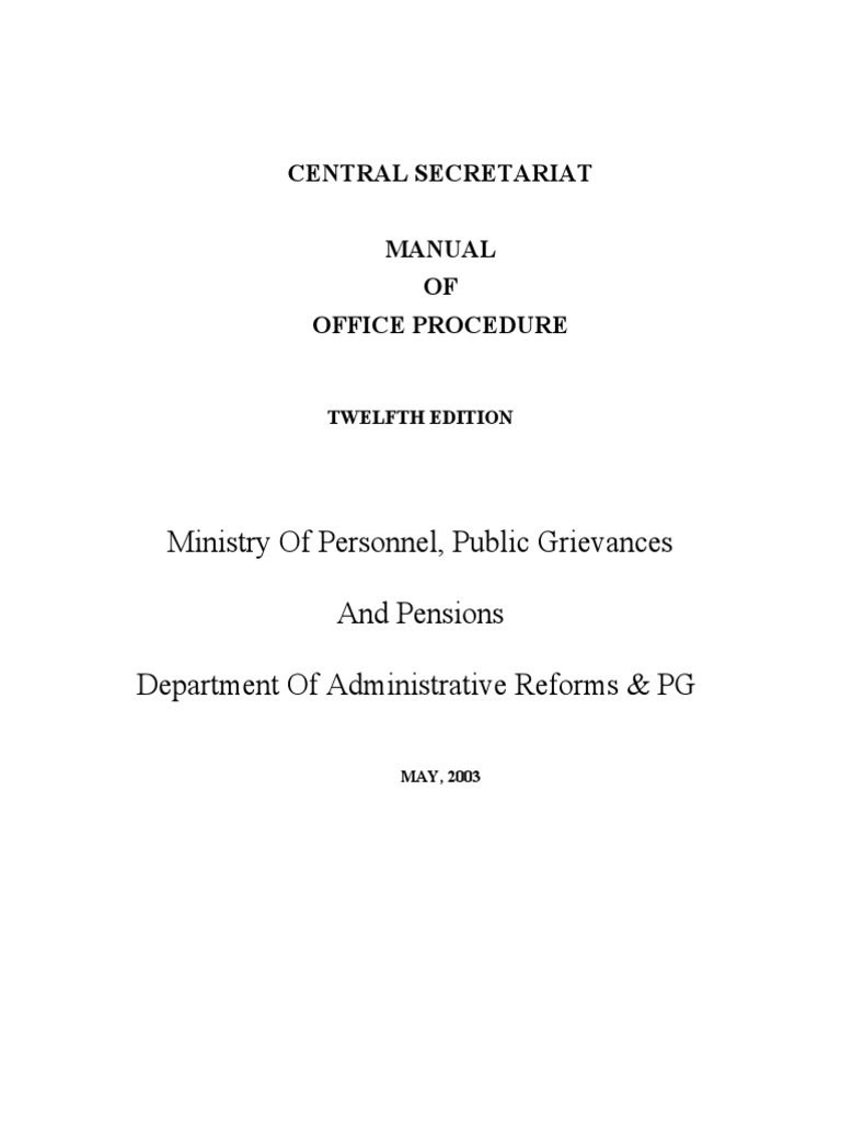 Manual of Office Procedure | PDF | Cabinet (Government) | Secretary