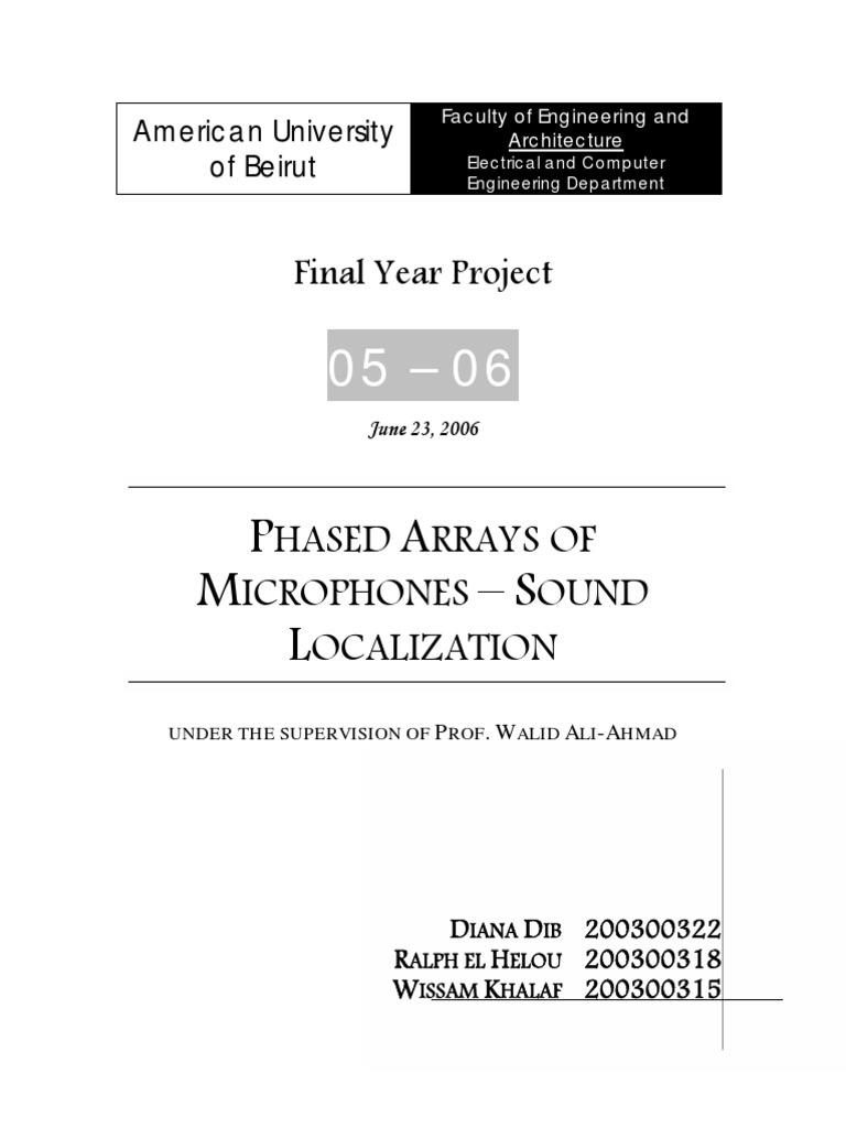 Phased Arrays of Microphones - Sound Localization | PDF | Microphone ...