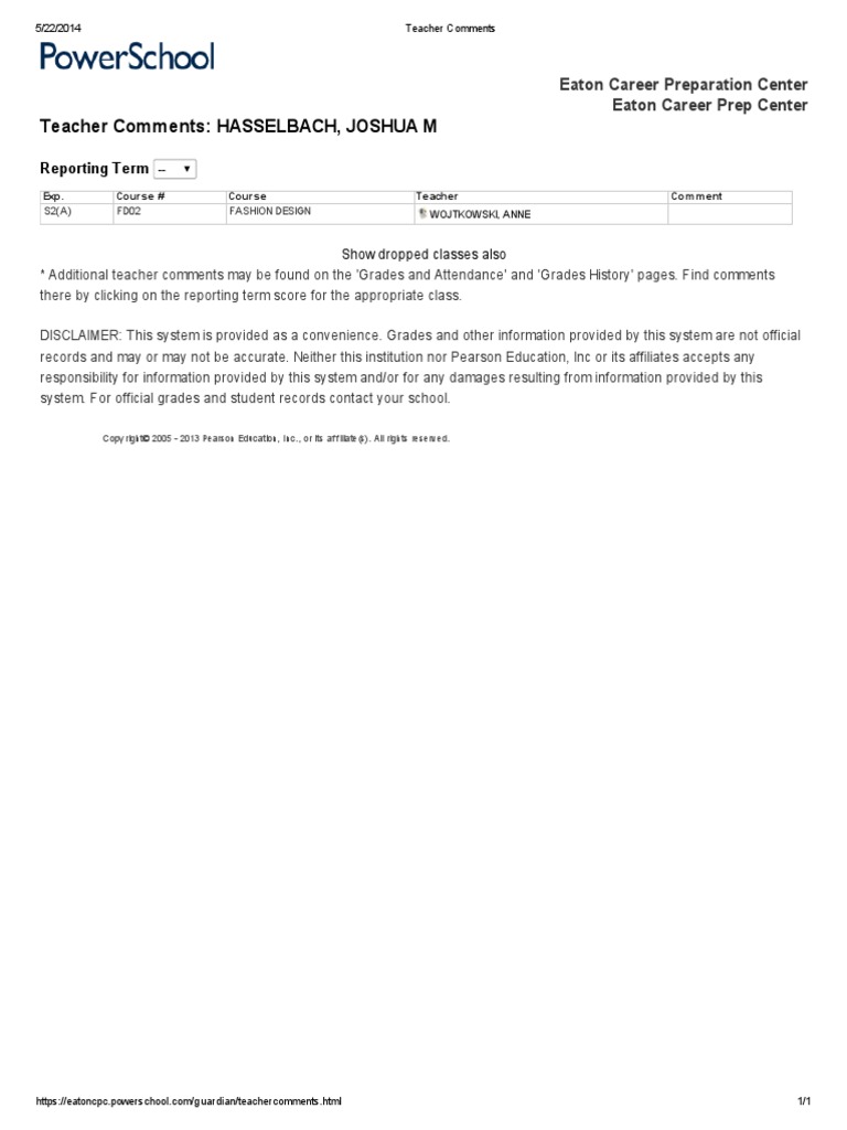 Teacher Comments | PDF