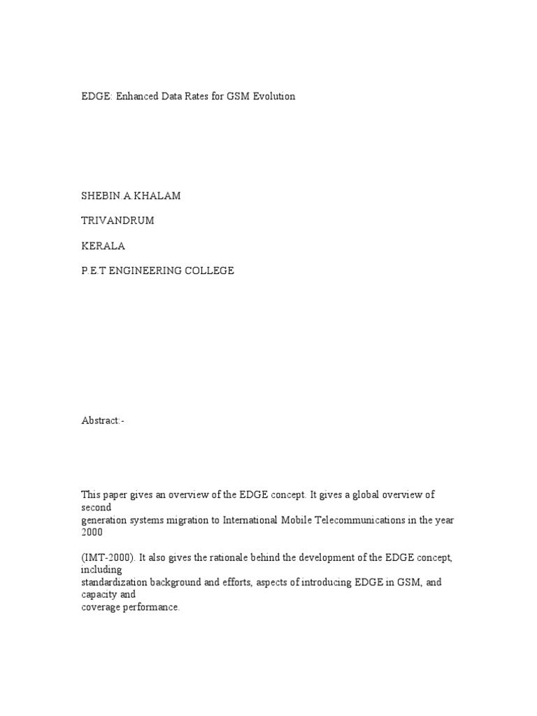 EDGE: Enhanced Data Rates For GSM Evolution | PDF | General Packet ...