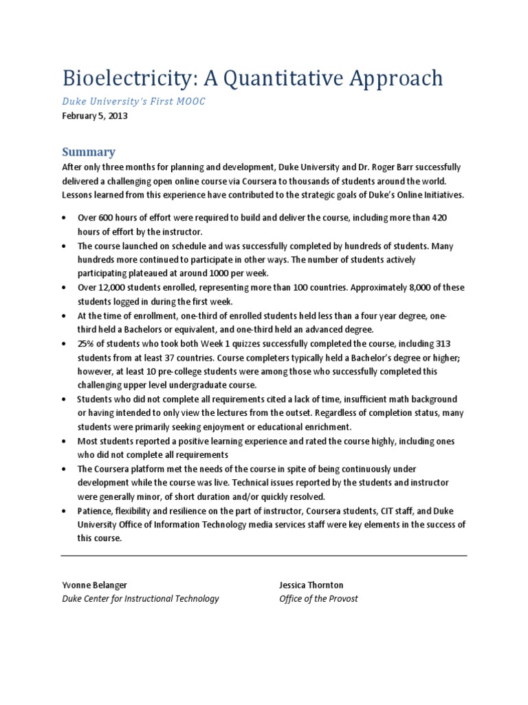 Duke Bioelectricity MOOC Fall2012 | PDF | Massive Open Online Course ...