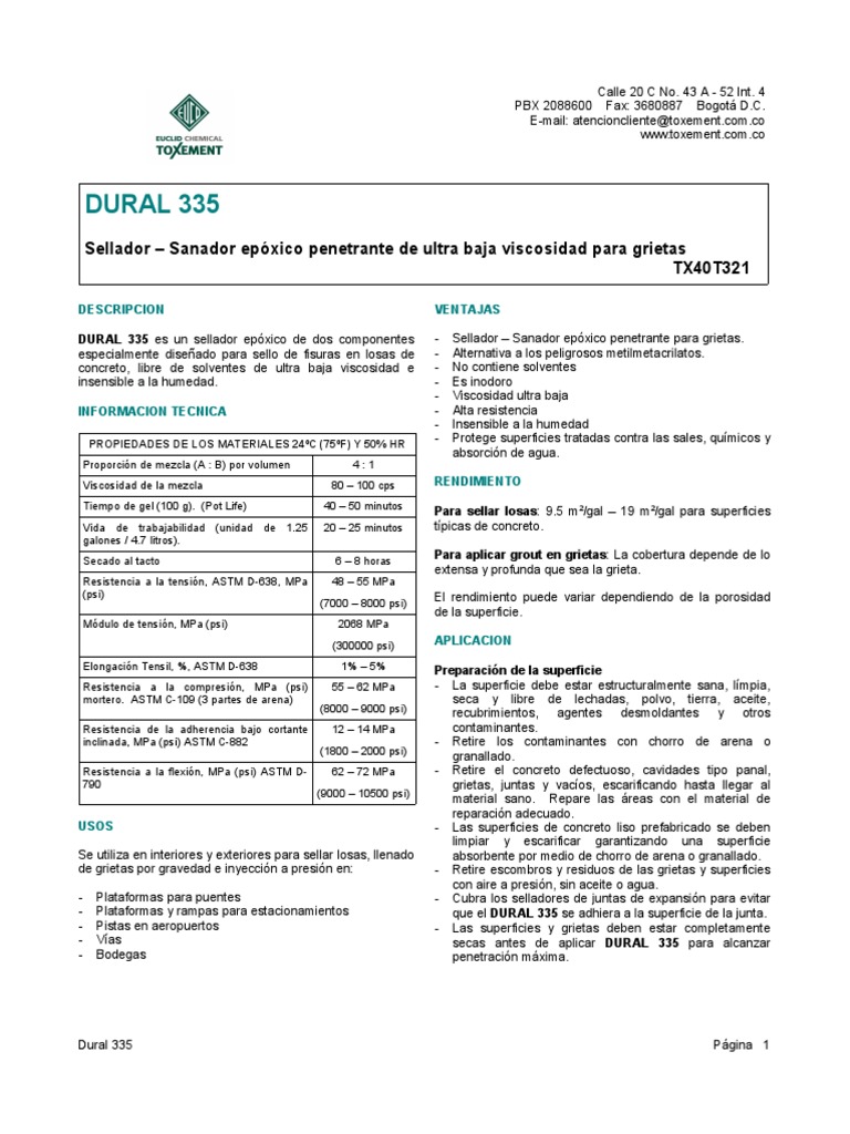 Dural 335 | PDF | Agua | Materiales