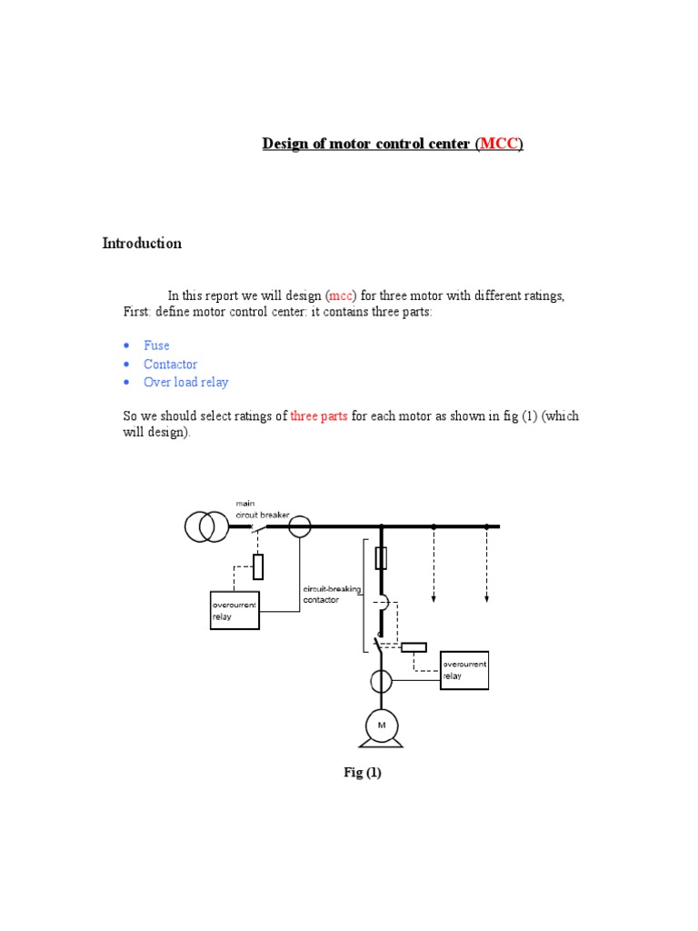 Design of Motor Control Center | PDF | Fuse (Electrical) | Relay