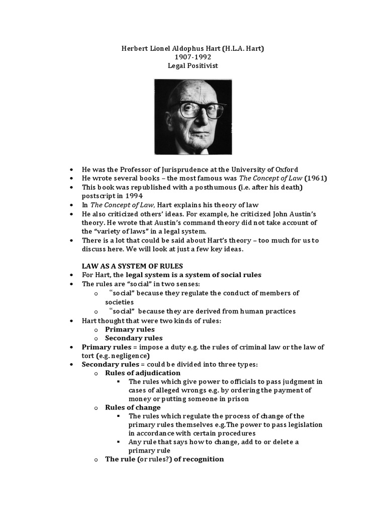 H.L.A. Hart - A Quick Summary. | PDF | Jurisprudence | Political Science