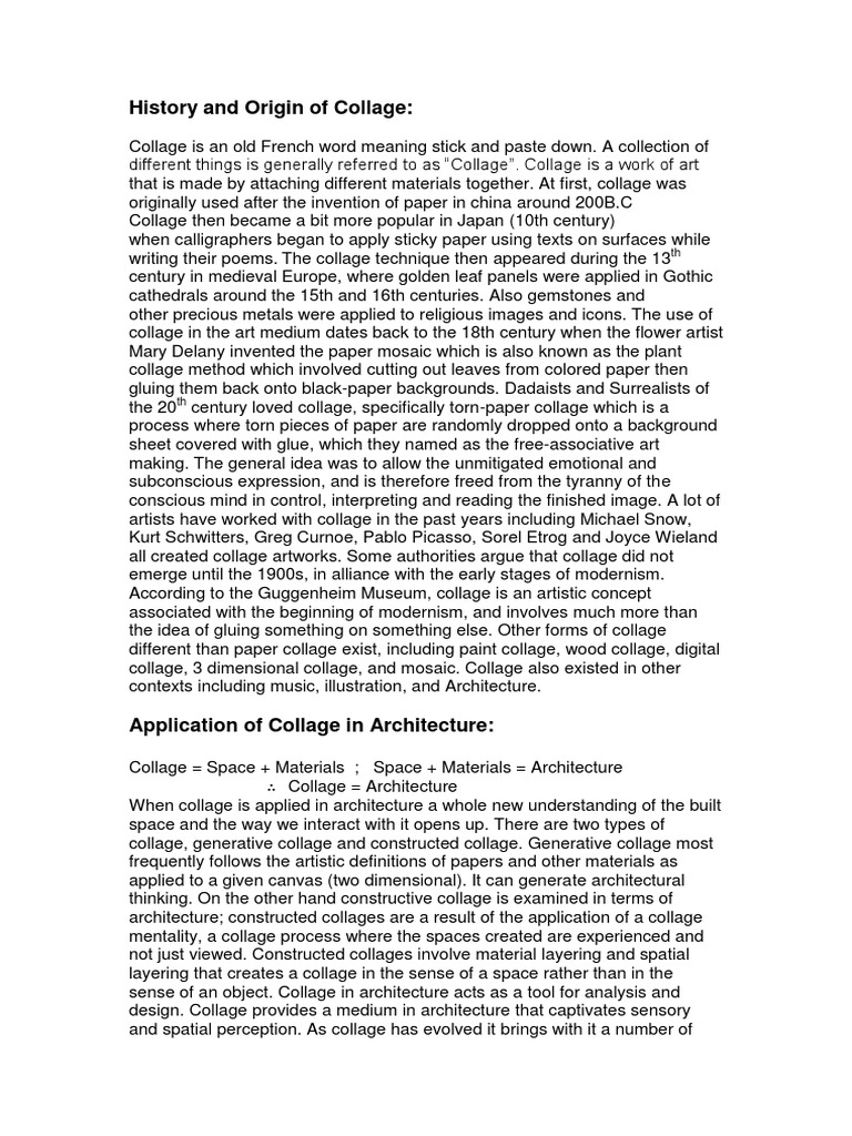 Collage Origin and History | PDF | Collage | Space