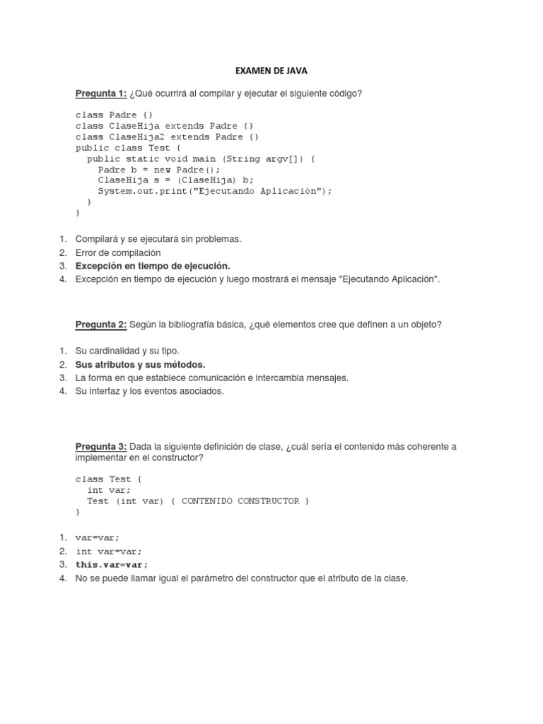 Demo Examen De Java Objeto Informática Java Lenguaje De Programación