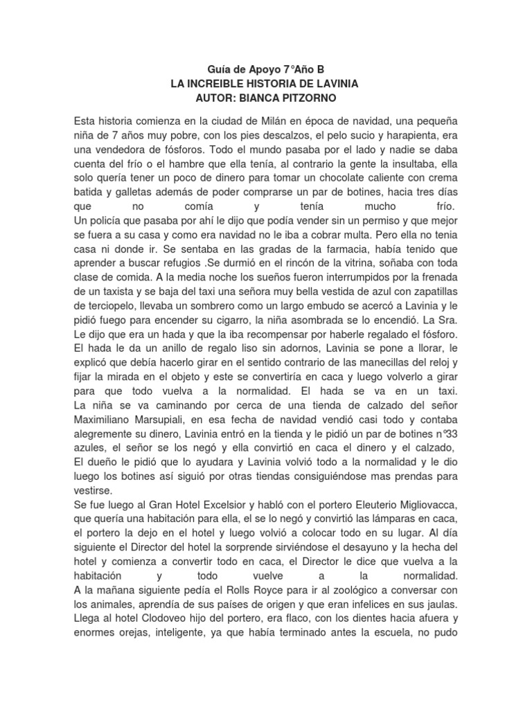 Guía de Apoyo La Increible Historia de Lavinia | PDF | Ocio