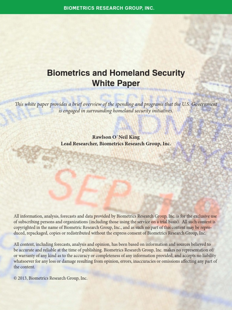 Biometrics and Homeland Security | PDF | United States Department Of ...