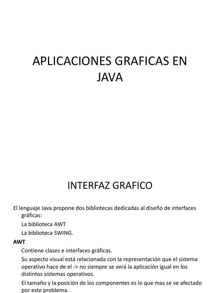 Gráficos en Java: AWT y Swing | PDF | Ventana (informática) | Java (lenguaje de programación)