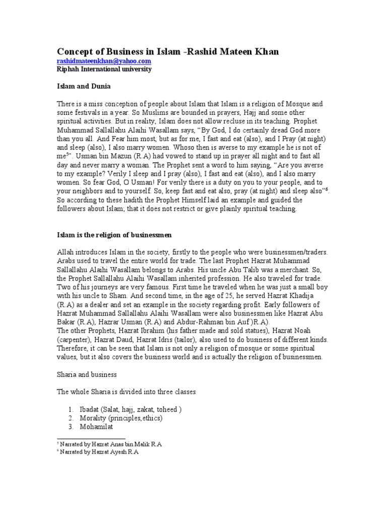 Concept of Business in Islam | PDF | Muhammad | Hadith