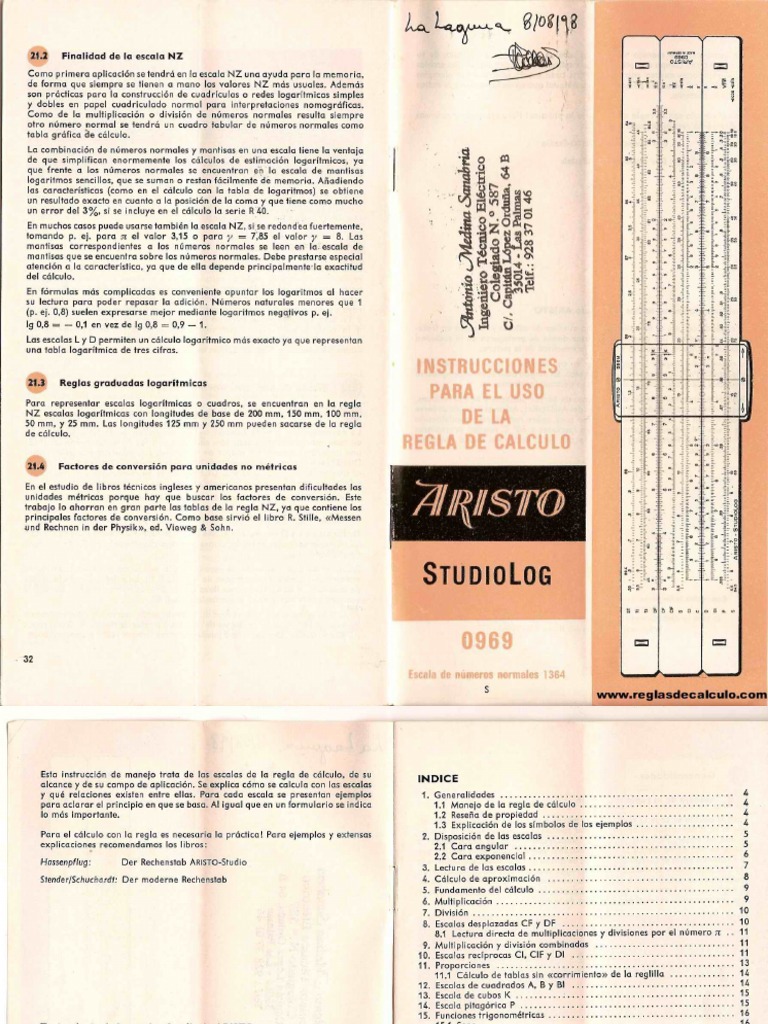 Regla de Cálculo Aristo 0969 | PDF