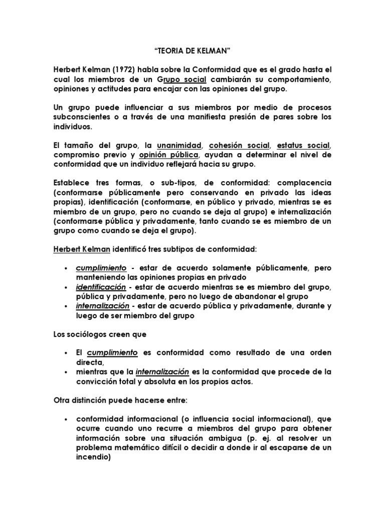 Teoria de La Conformidad | PDF | Conformidad | Cognición