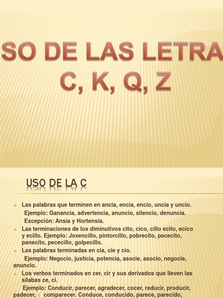 Uso de La C Q K Z | PDF | Verbo | Morfología
