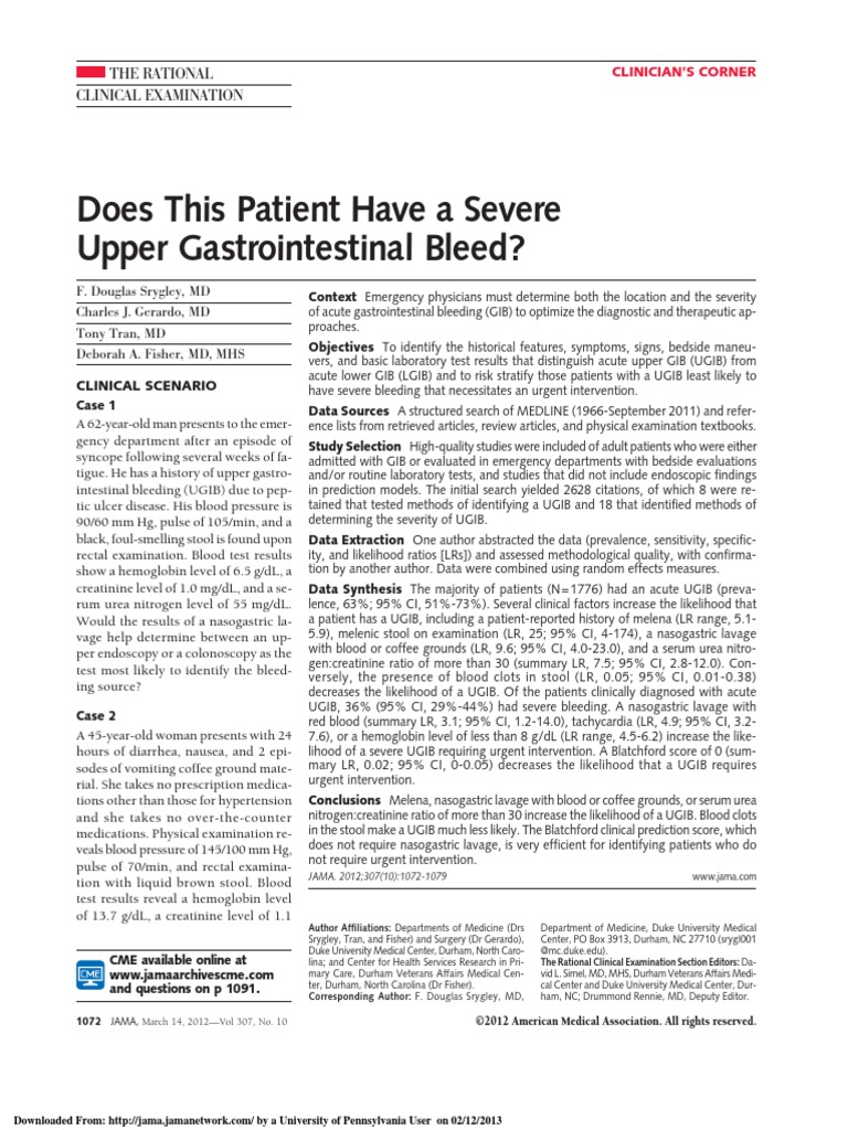 Determining Severe GI Bleed | PDF