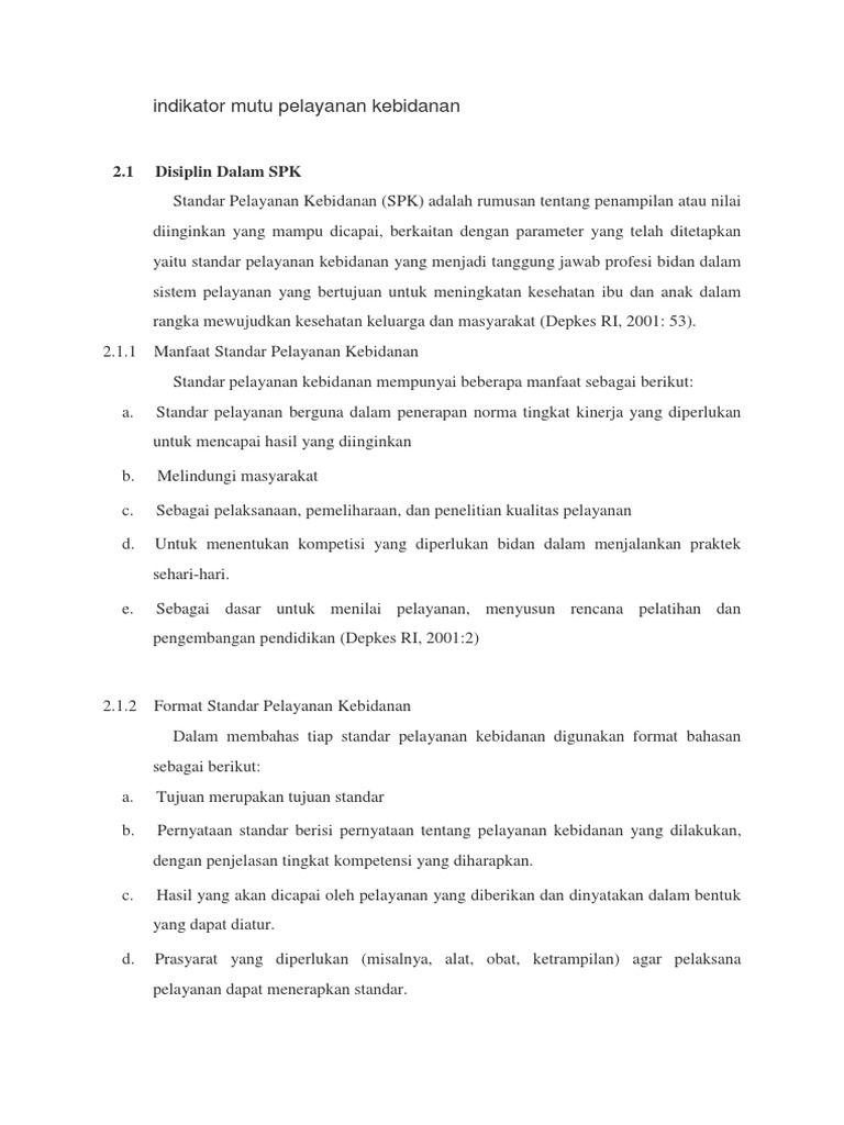 Indikator Mutu Pelayanan Kebidanan | PDF