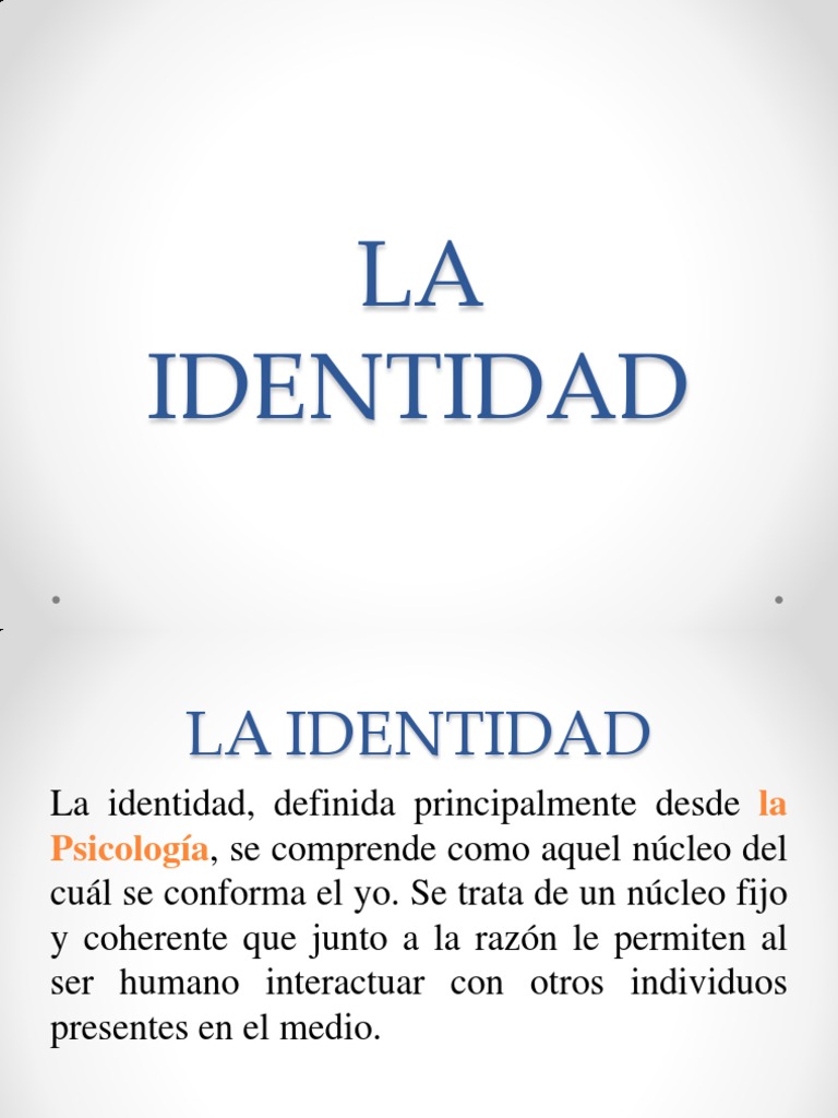 La Identidad | PDF | Conceptos psicologicos | Ciencia cognitiva