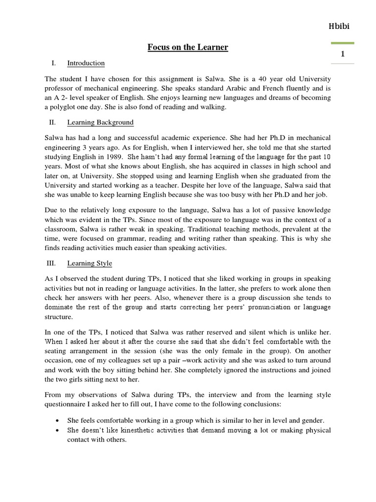 Focus On The Learner | PDF | English Language | Stress (Linguistics)