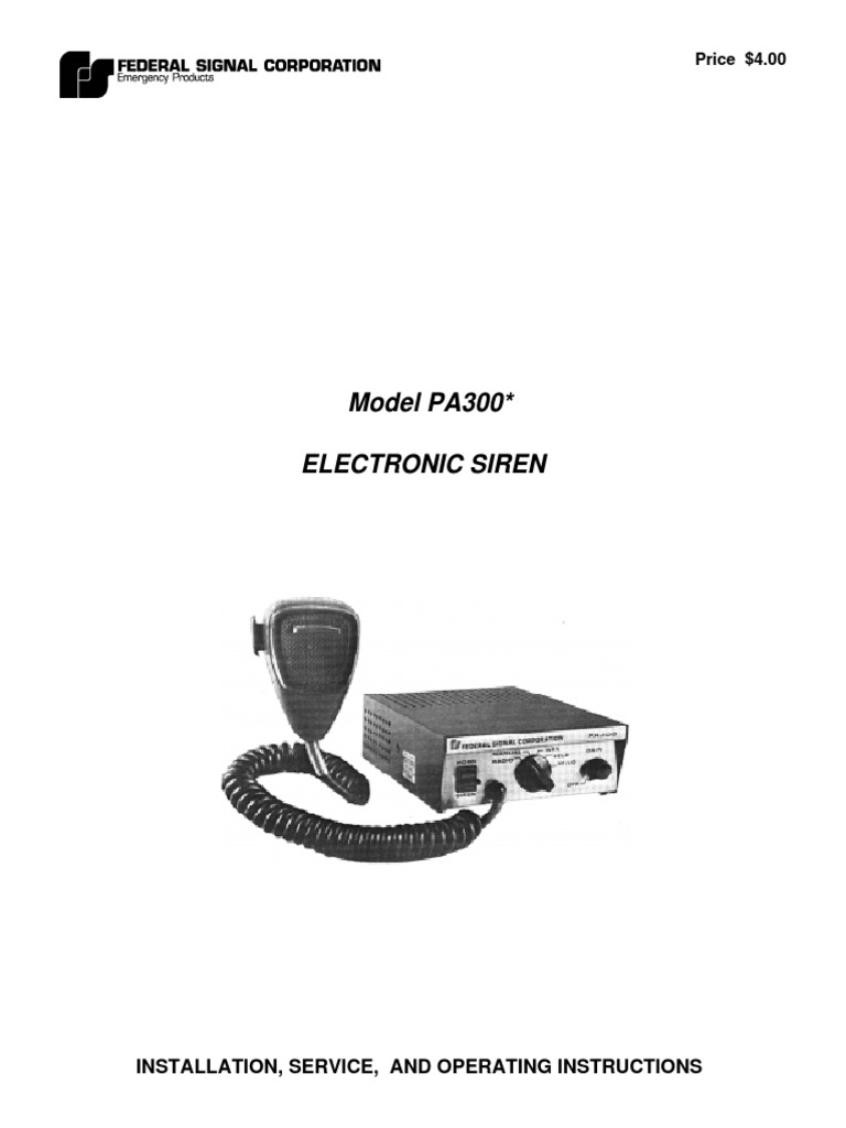 Federal Pa300 Siren SM | PDF | Amplifier | Electronic Oscillator