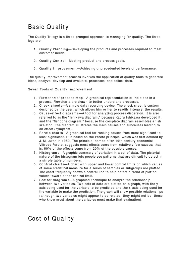 Basic Quality: Seven Tools of Quality Improvement | PDF | Six Sigma ...