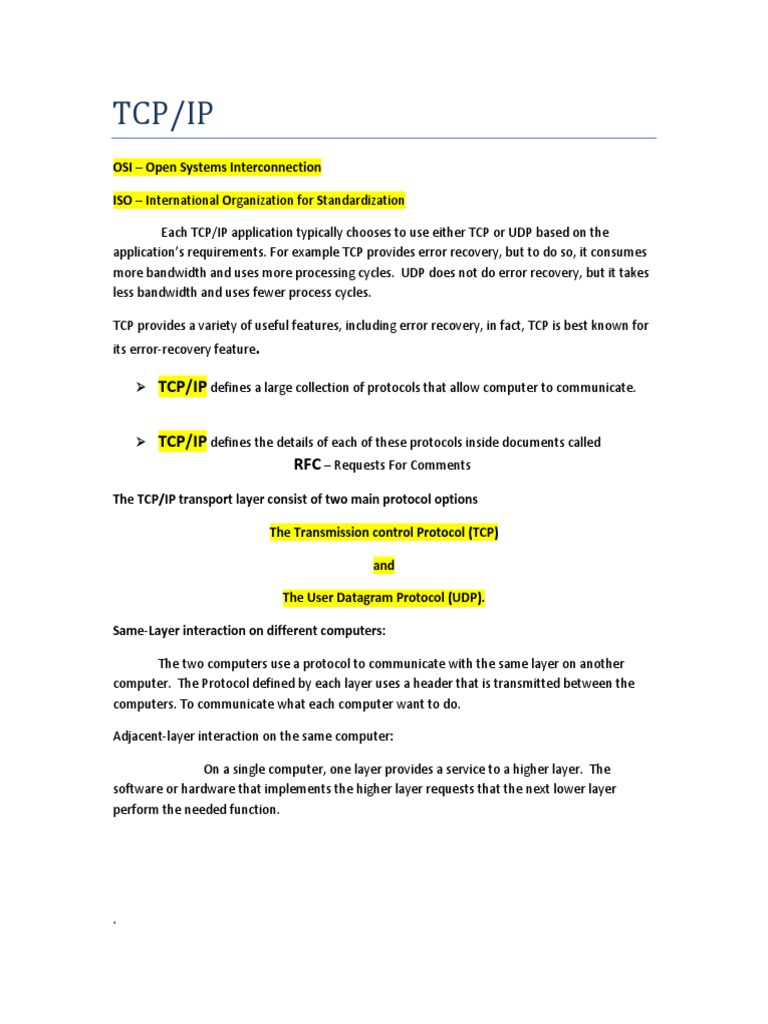 Tcpi Ip | PDF | Transmission Control Protocol | Internet Protocols