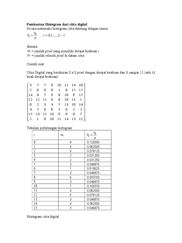 Pembuatan Histogram Dari Citra Digital | PDF