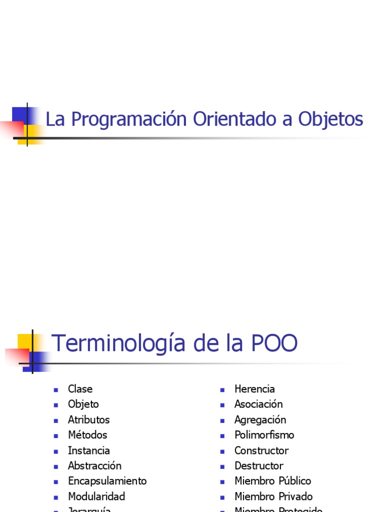 Terminología básica de la Programación Orientada a Objetos | PDF | Objeto (informática ...