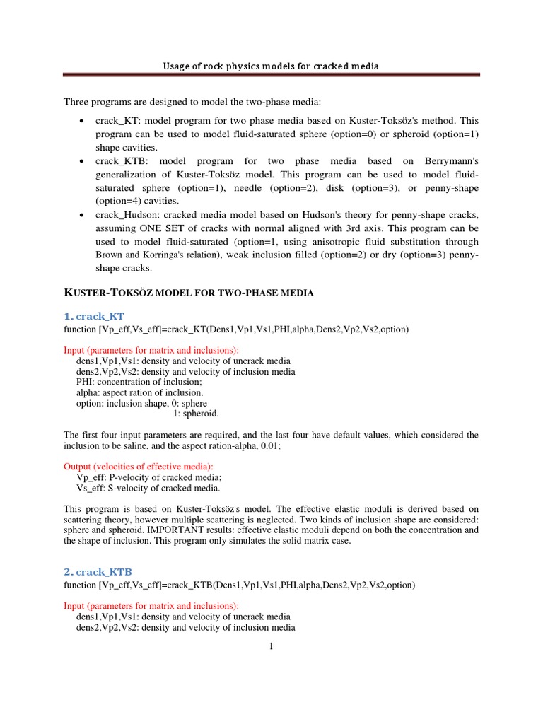 Usage of Rock Physics Models For Cracked Media - 1 | PDF | Scattering ...