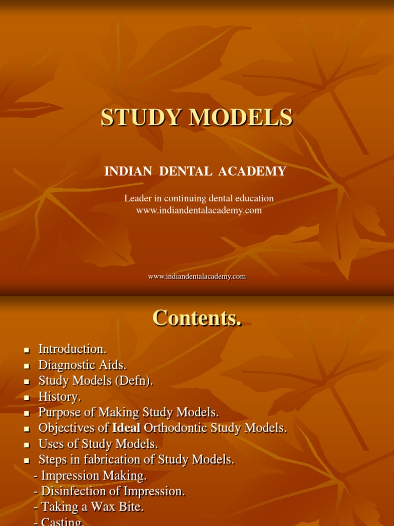 Orthodontic Study Models Overview | PDF | Dentistry | Tooth