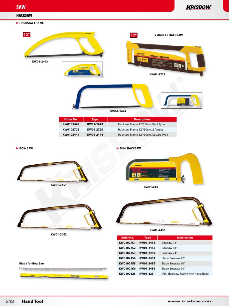 Hacksaw Frame Types and Descriptions | PDF