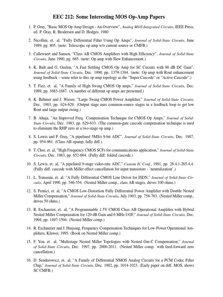 10 Opamp Papers | PDF