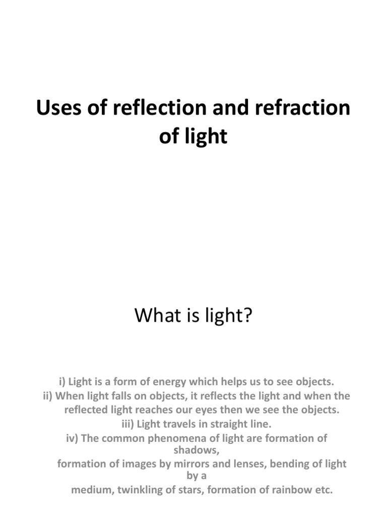 Reflection and Refraction of Light | PDF | Lens (Optics) | Reflection ...