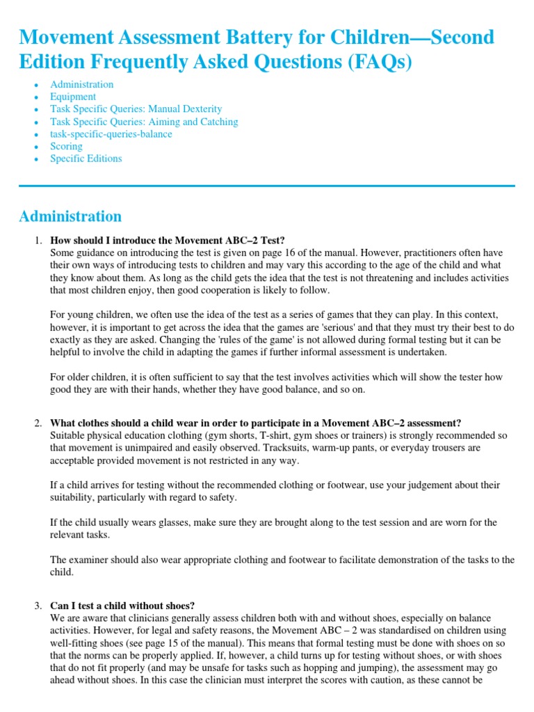 Movement ABC 2 Frequently Asked Questions | PDF | Shoe | Percentile