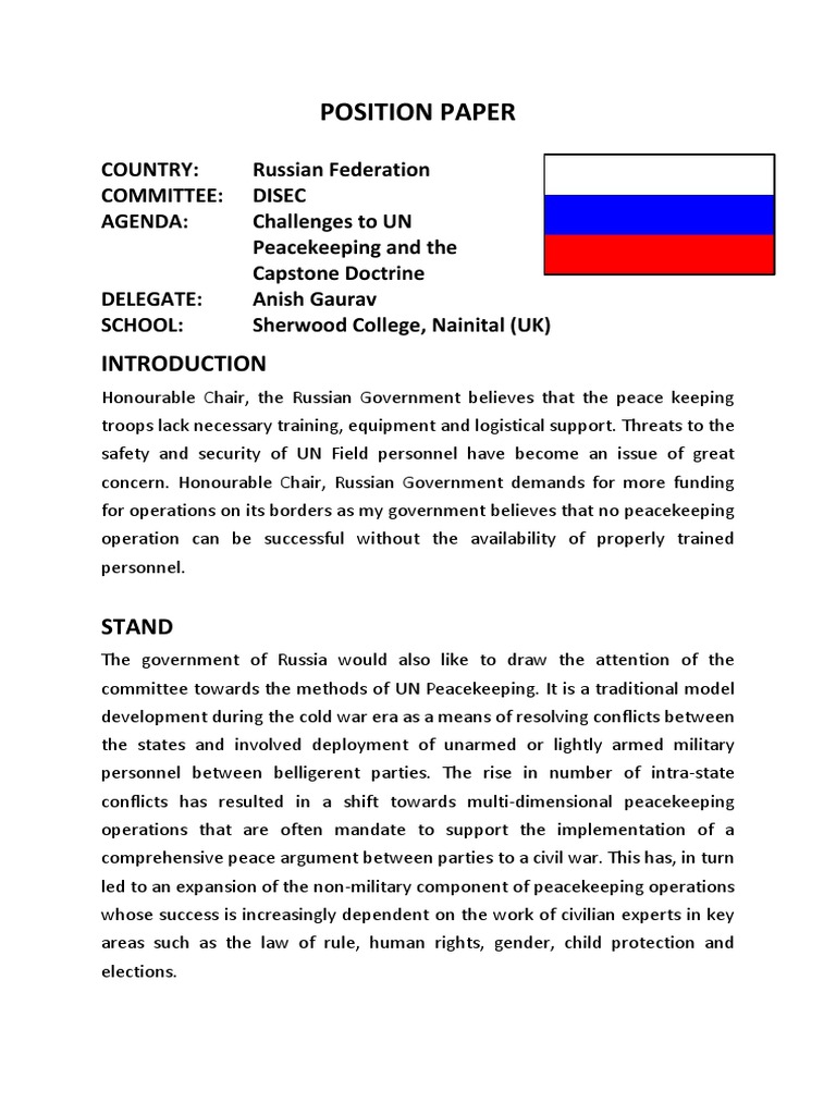 Position Paper - Anish Gaurav | PDF | Peacekeeping | United Nations