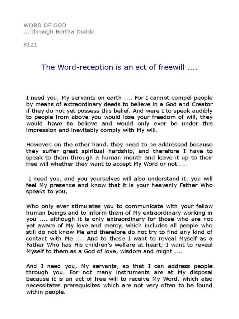 8121 The Word-Reception Is An Act of Freewill .... | PDF | Doctrine ...
