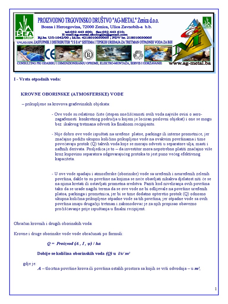 Proracun - Dimenzioniranje Protoka Za Krovne Oborinske Vode | PDF