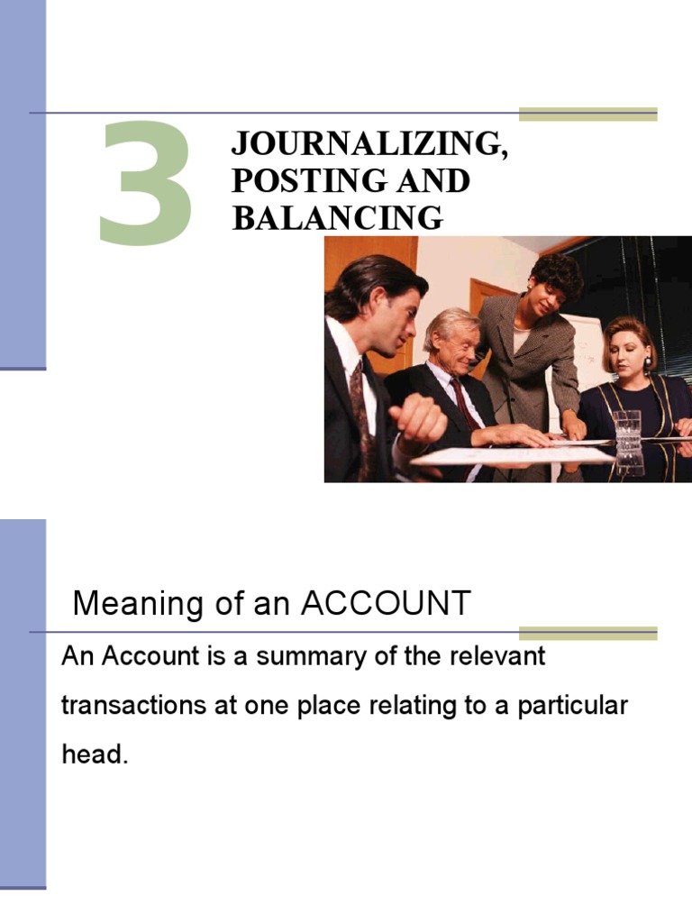 Journalizing, Posting, and Balancing Accounts | PDF | Debits And ...