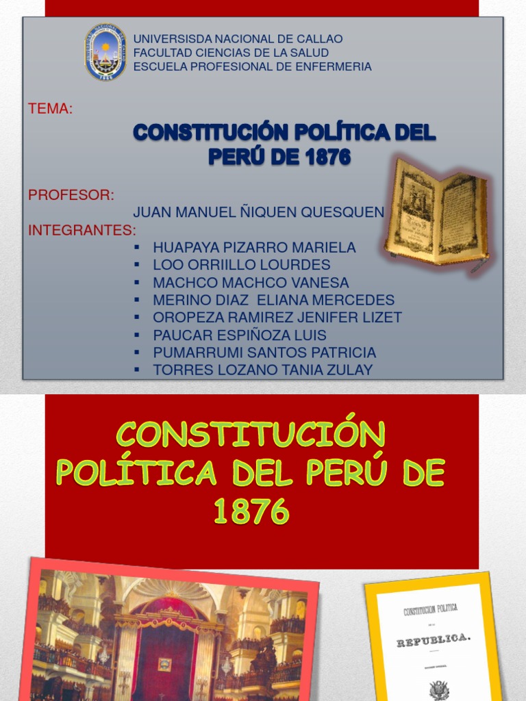 Constitución Política Del Perú de 1876 | República | Constitución