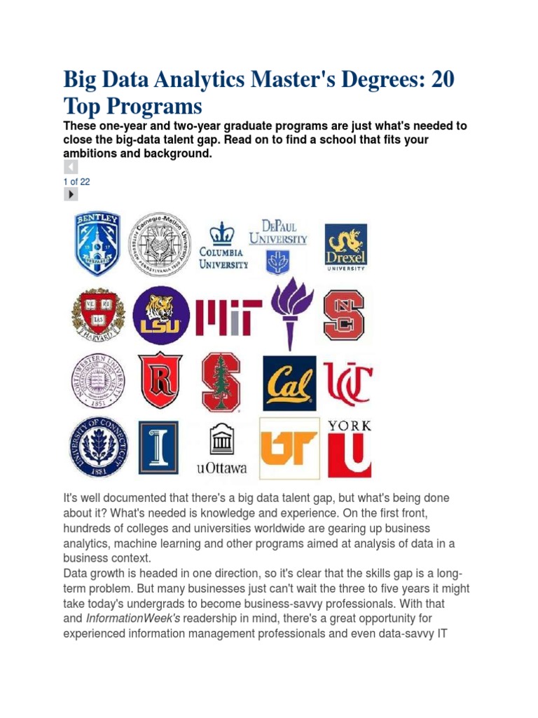 Top 20 Big Data Analytics Master's Programs | PDF | Analytics ...