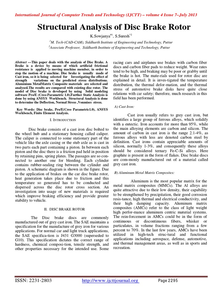 Structural Analysis of Disc Brake Rotor | PDF | Brake | Structural Analysis