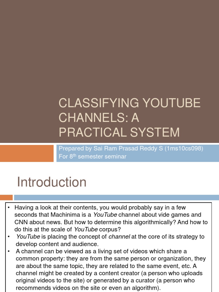 Classifying YouTube Channels | PDF | Statistical Classification | You Tube