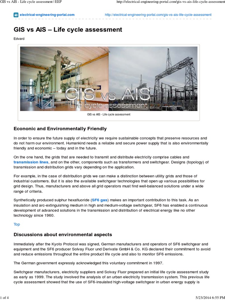 GIS Vs AIS - Life Cycle Assessment - EEP | PDF | Electrical Grid | Life ...
